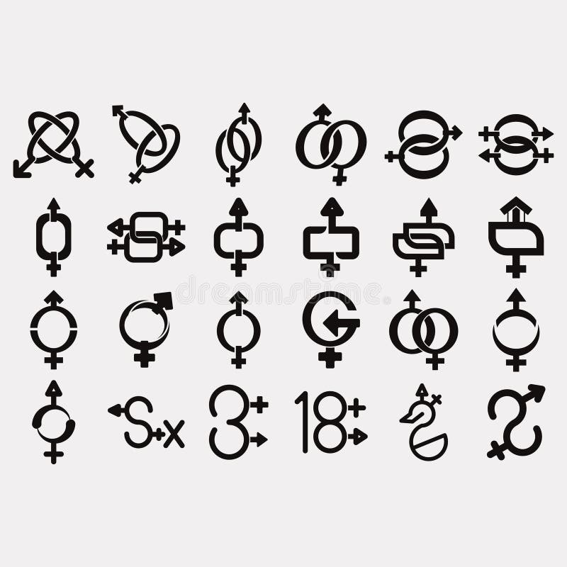 Collection of Gender Symbols in Rainbow Colors with Gender Names. Label ...