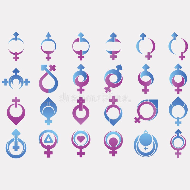 Collection Of Gender Symbols In Rainbow Colors With Gender Names Label