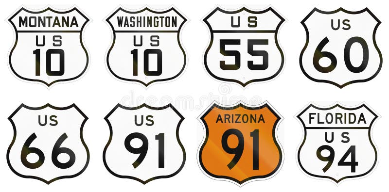 Collection of General United States Route Shields Stock Illustration ...