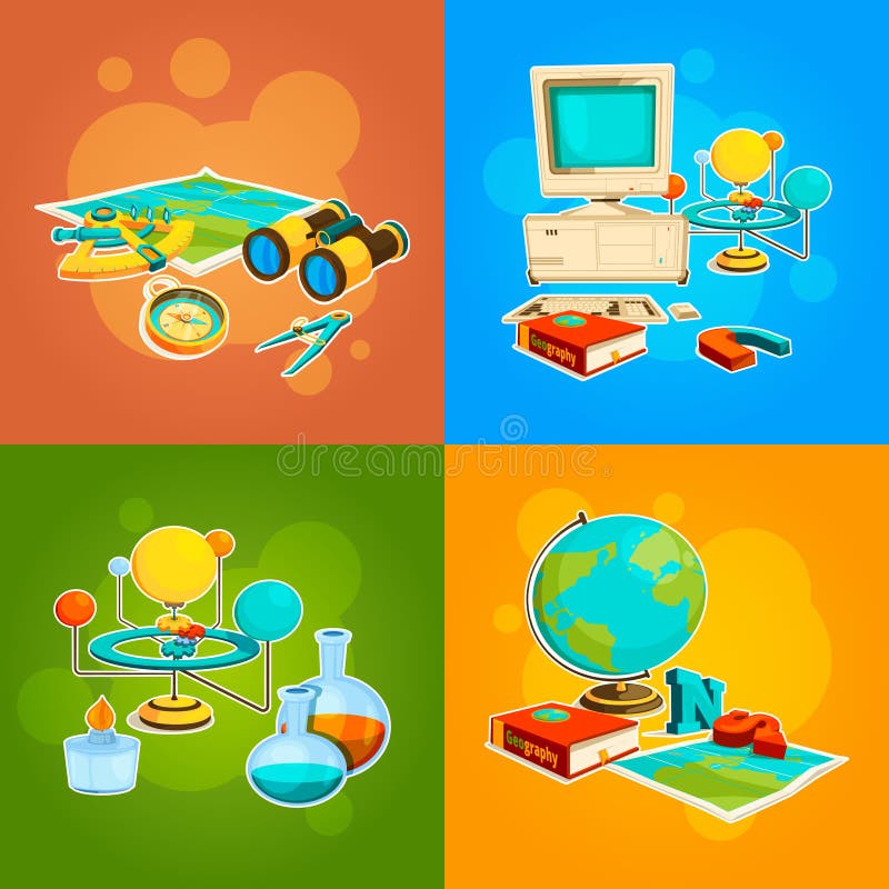 Collection of Geography and Science Tools Stock Vector - Illustration ...