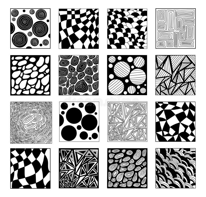 Collection Geometric Modern Patterns Backgrounds Doodles. Vector ...
