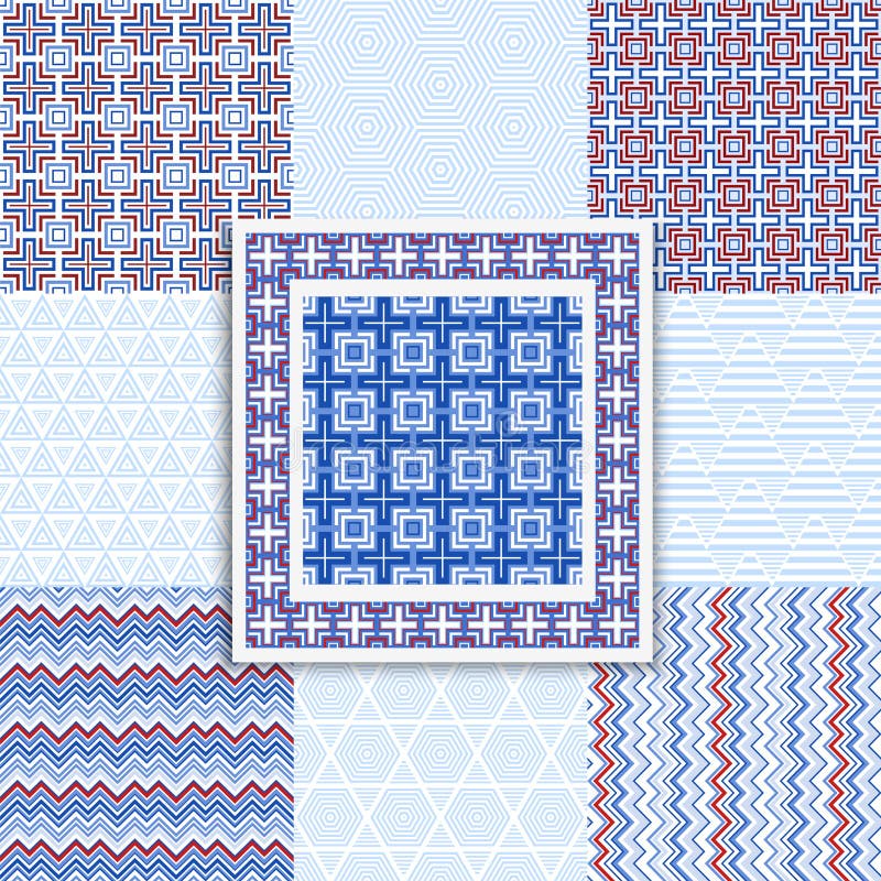 Collection Geometric Seamless Patterns. Stock Vector - Illustration of ...