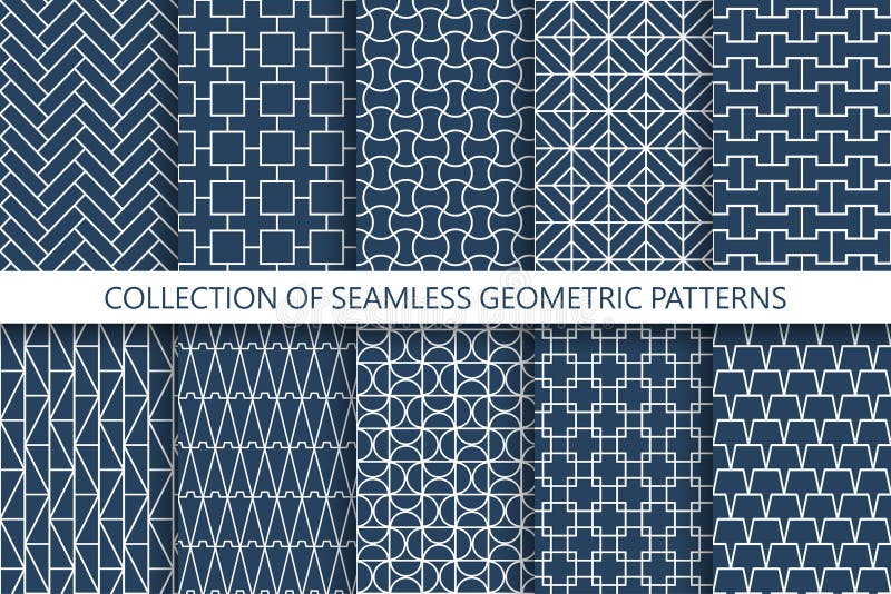 Collection Geometric Seamless Patterns. Grid Ornamental Design Stock ...