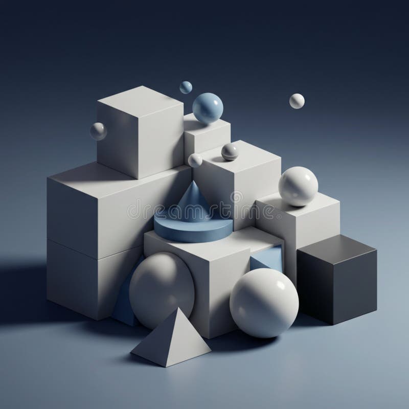 A Collection of Geometric Shapes is Arranged in a Balanced Composition ...