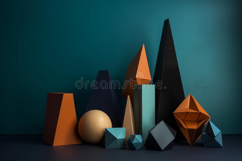 A Collection of Geometric Shapes on a Blue Background AI Generation ...