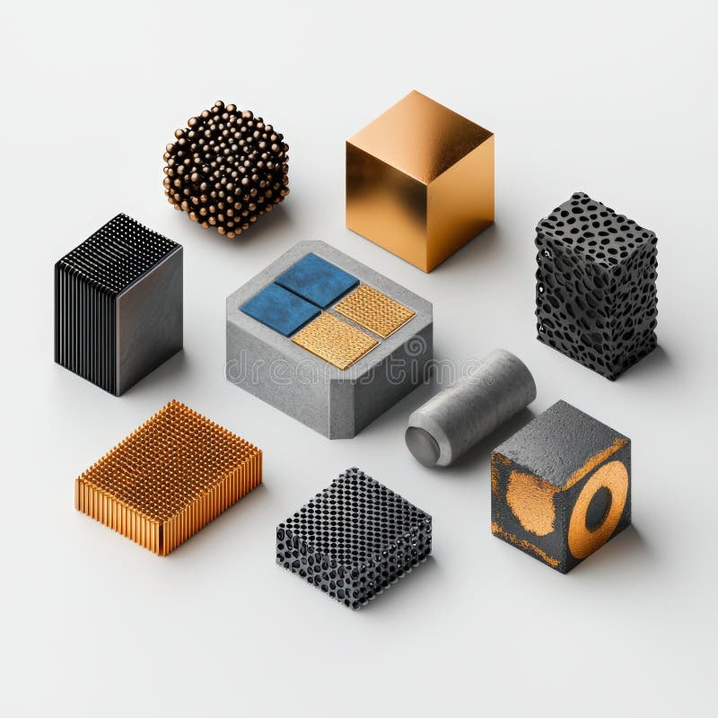 A Collection of Geometric Shapes Showcasing Various Materials and ...