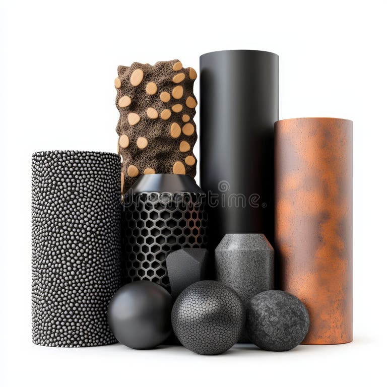 A Collection of Geometric Shapes with Various Textures and Colors ...