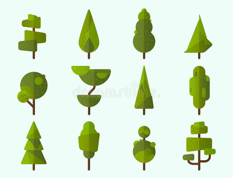 Collection of Geometric Trees Stock Vector - Illustration of landscape ...