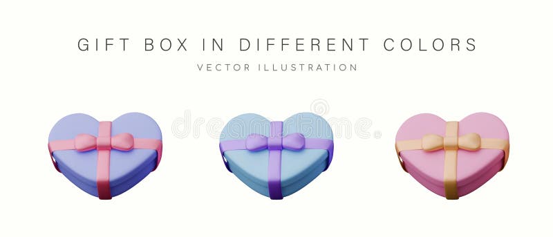 Collection of Gift Boxes in Different Colors. Romantic Packaging for ...