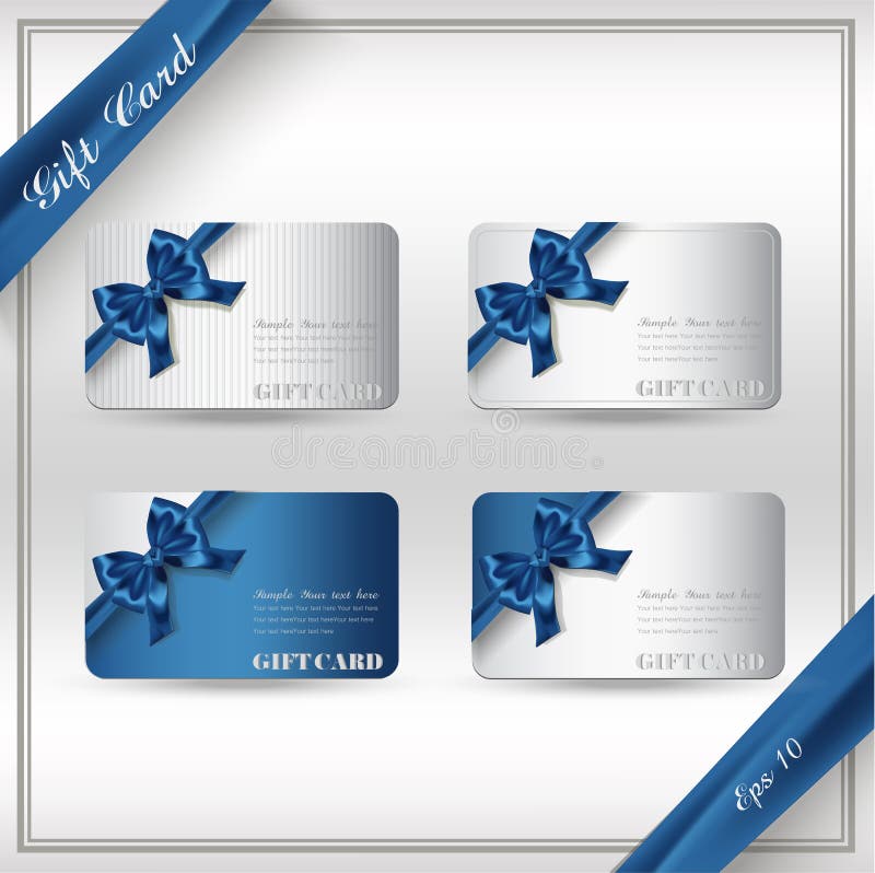 Gift Cards with Colored Ribbons, Note Card, Set Stock Image ...
