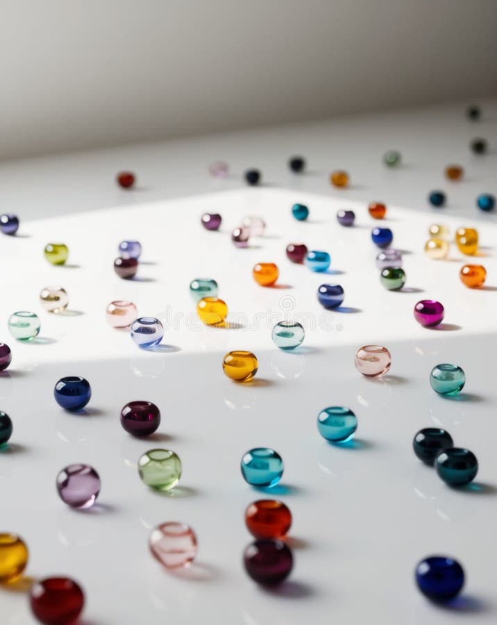 A Collection of Glass Beads in Various Colors and Sizes. Stock Photo ...