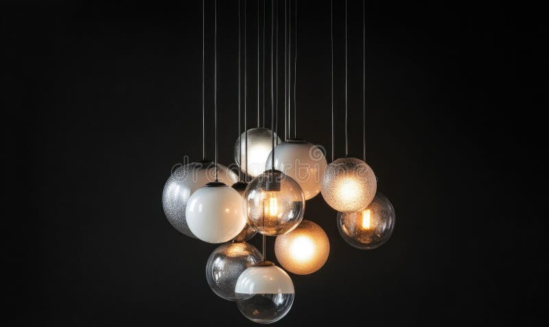 A Collection of Glass Globes Hanging from a Ceiling Stock Illustration ...