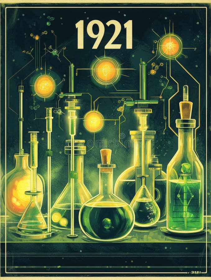 Vintage Science Laboratory Setup Showcasing Glassware and Glowing ...
