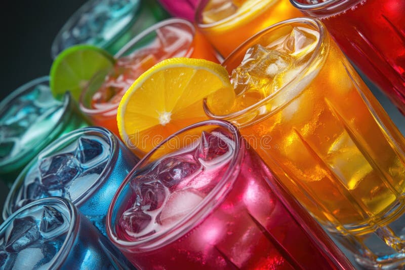 A Collection of Glasses Filled with Colorful Drinks Stock Photo - Image ...