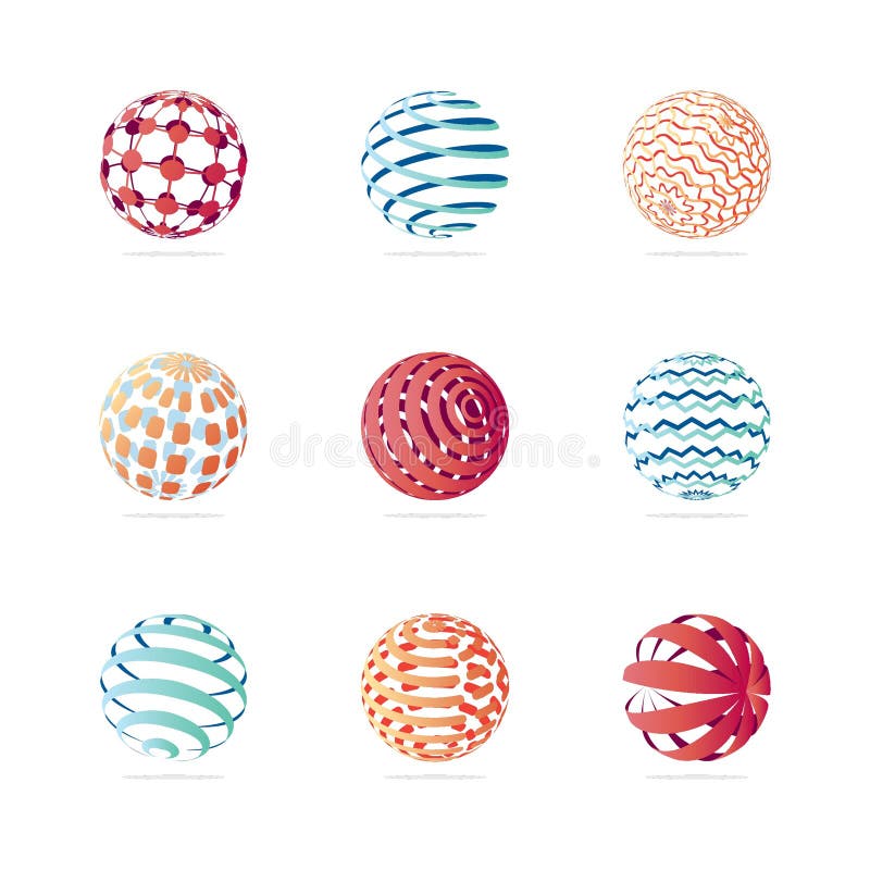 Collection of Globe Logo Elements. Stock Vector - Illustration of shape ...