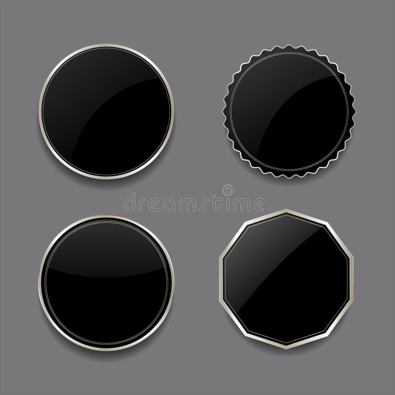 Collection of Glossy Banners with Shiny Silver Metallic Outline Vector ...