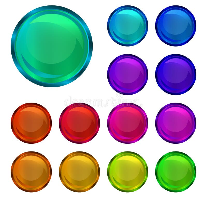 Colored Buttons Collection, Glossy Stock Illustration - Illustration of ...