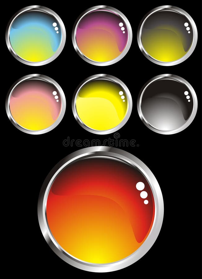 Collection Glossy Buttons Various Colors Stock Vector - Illustration of ...