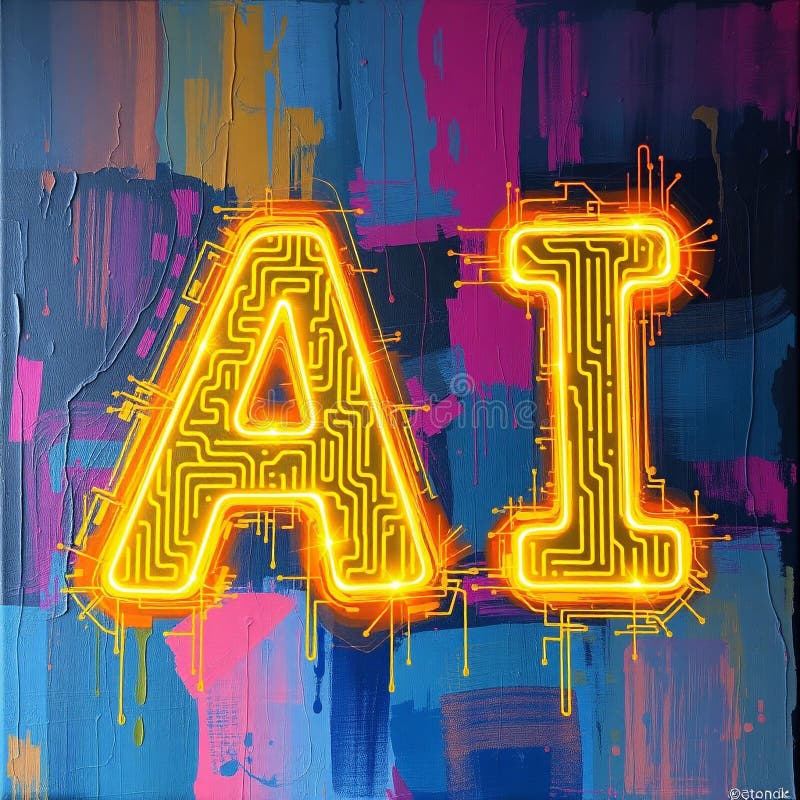 Futuristic Ai Neon Typography Stock Image - Image of scifiinspired ...