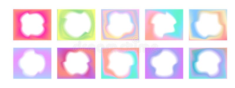 Collection of Glowing Colored Gradient Rectangular Frames with Inner ...
