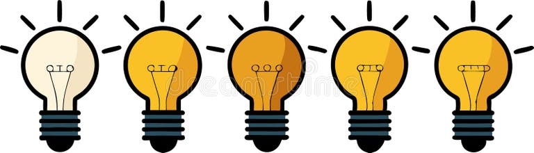 A Collection of Glowing Light Bulb Illustrations, with Highlighted ...