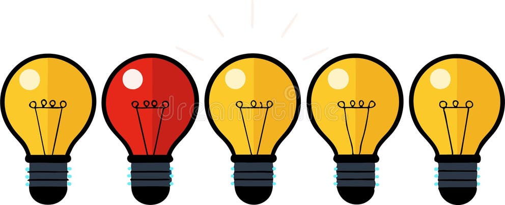 A Collection of Glowing Light Bulb Illustrations, with Highlighted ...