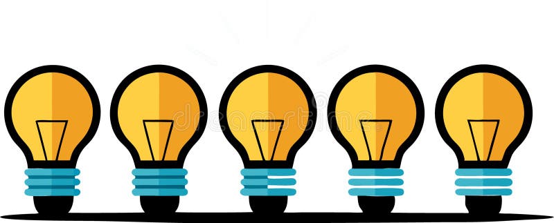 A Collection of Glowing Light Bulb Illustrations, with Highlighted ...
