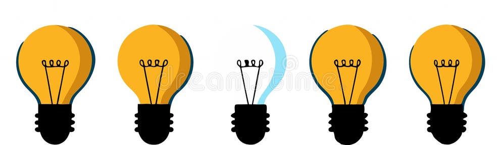 A Collection of Glowing Light Bulb Illustrations, with Highlighted ...