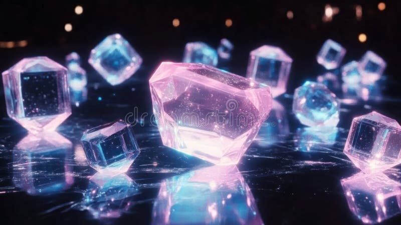A Collection of Glowing, Multi-faceted Crystals in Various Shapes and ...