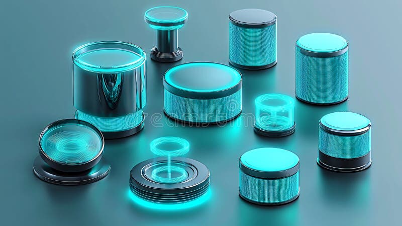 Futuristic Teal Glowing Cylinders Abstract Tech Background Stock ...