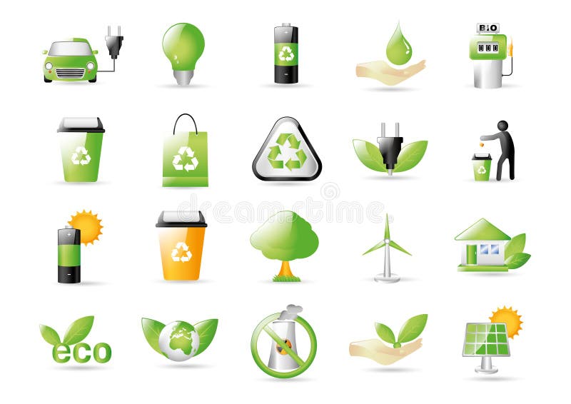 Collection of Go Green Icons. Vector Illustration Decorative Design ...