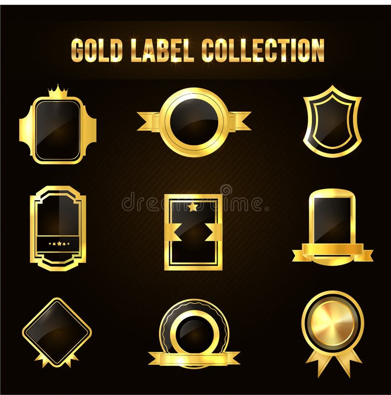 Collection of Gold Badge or Shield. Stock Illustration - Illustration ...