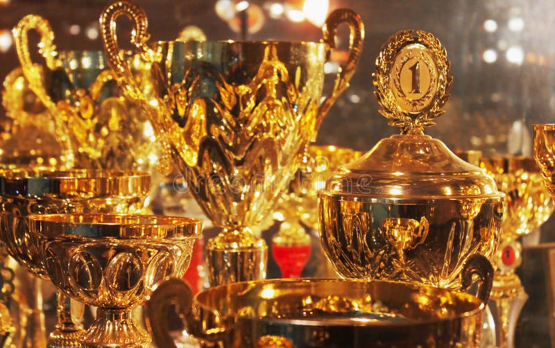 Collection of gold cups stock image. Image of contest - 34401371