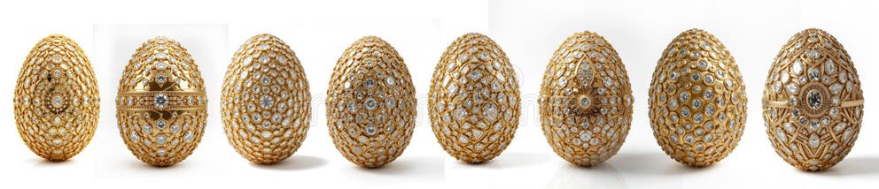 Collection of Gold and Diamonds Easter Eggs Isolated on Transparent ...