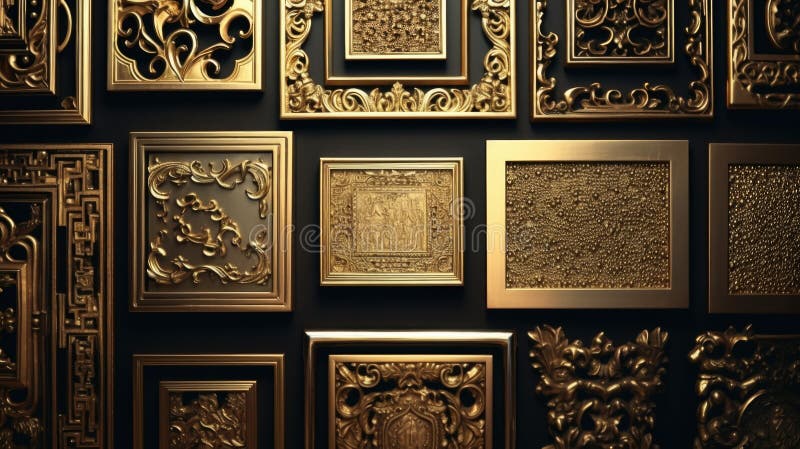 A Collection of Gold Framed Pictures Hanging on a Wall. Perfect for ...