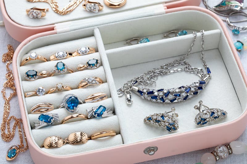 Collection Gold Jewelry Ring in Luxury Box Stock Image - Image of ...