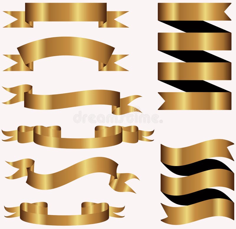 Collection of Gold Metal Banner Stock Illustration - Illustration of ...