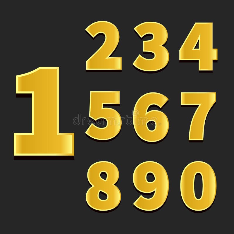 Collection of Gold Numbers. Shining Design Elements Metallic Elegant ...