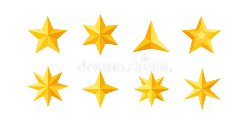 Collection of Gold Stars with Different Types of Angles Stock Vector ...