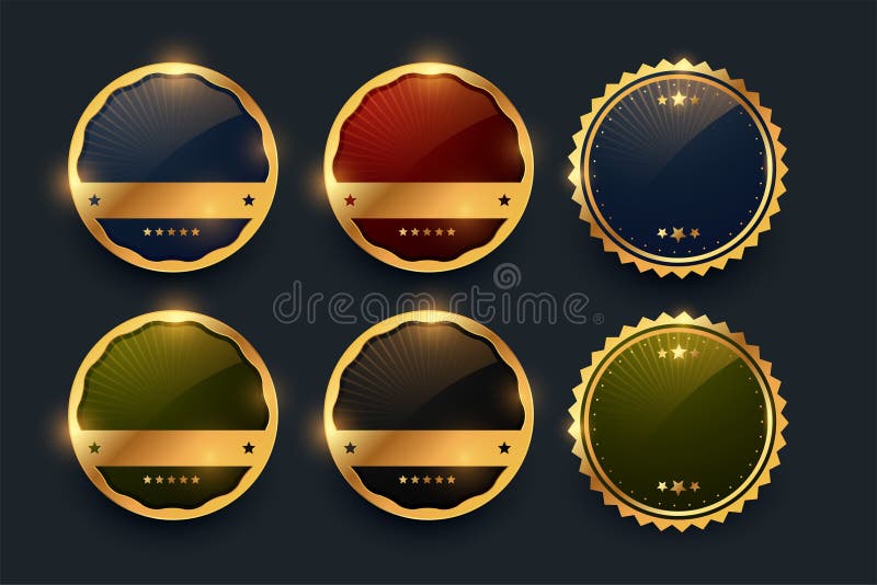 Collection of Golden Circular Badge Label Symbol Banner Design Stock ...