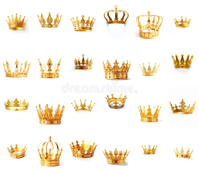 Golden Crowns Collection on a White Background Stock Illustration ...
