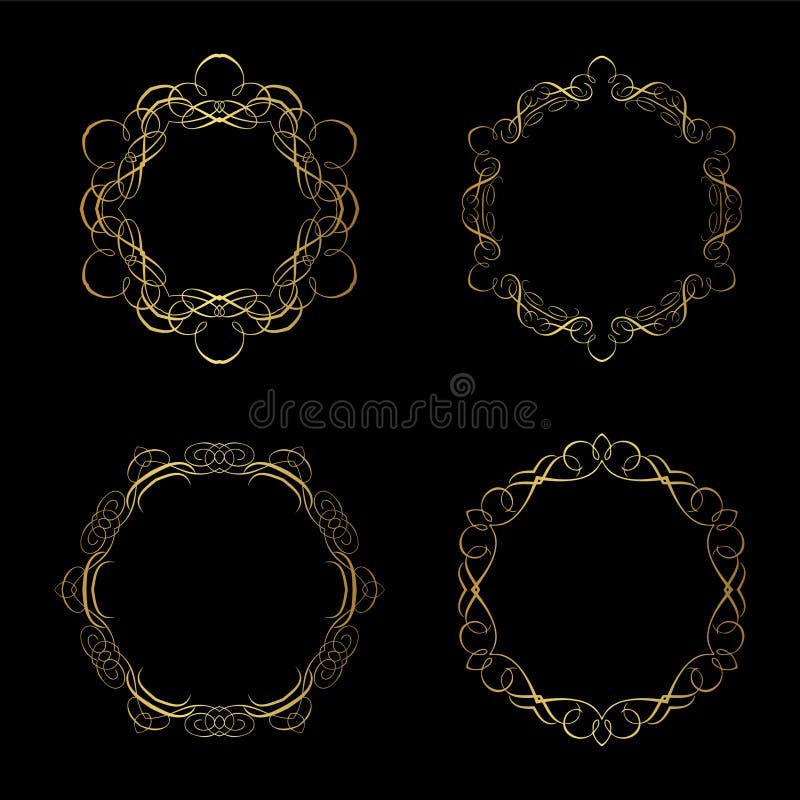 Collection of Golden Decorative Borders Stock Vector - Illustration of ...