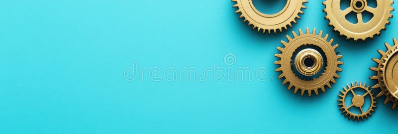 A Collection of Golden Gears and a Microprocessor Displayed on a ...