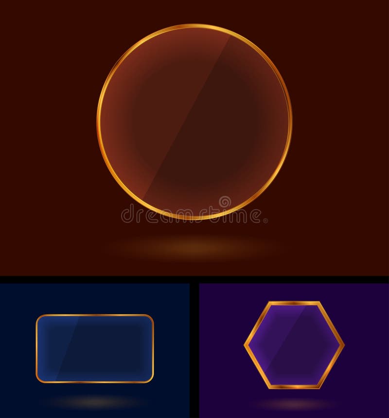 Collection of Golden Luxury Geometrical Frames with Glass Effect Stock ...