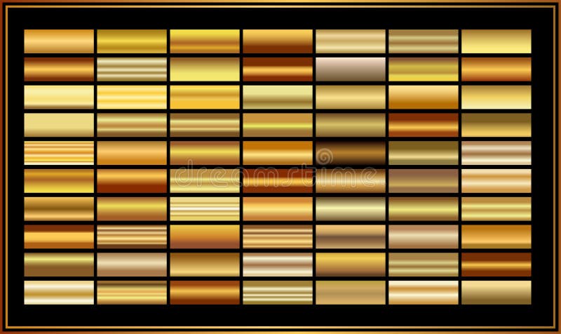 Collection of Golden Metallic Gradient. Brilliant Plates with Gold ...