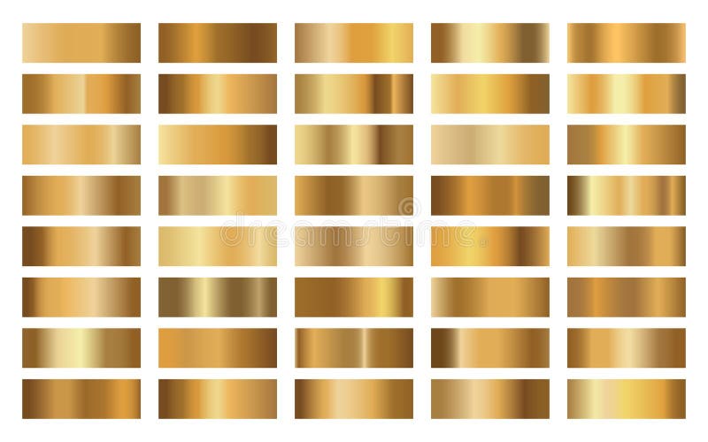 Collection of Golden Metallic Gradient. Brilliant Plates with Gold ...