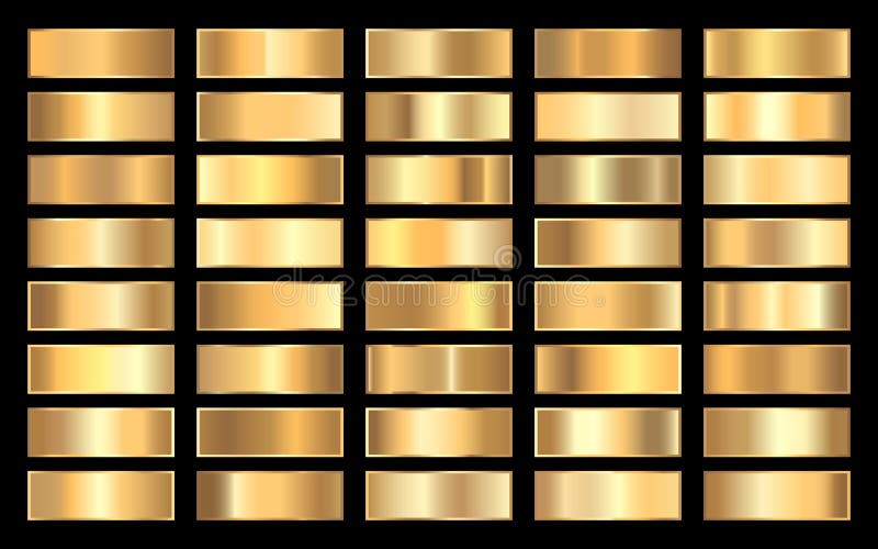 Collection of Golden Metallic Gradient. Brilliant Plates with Gold ...