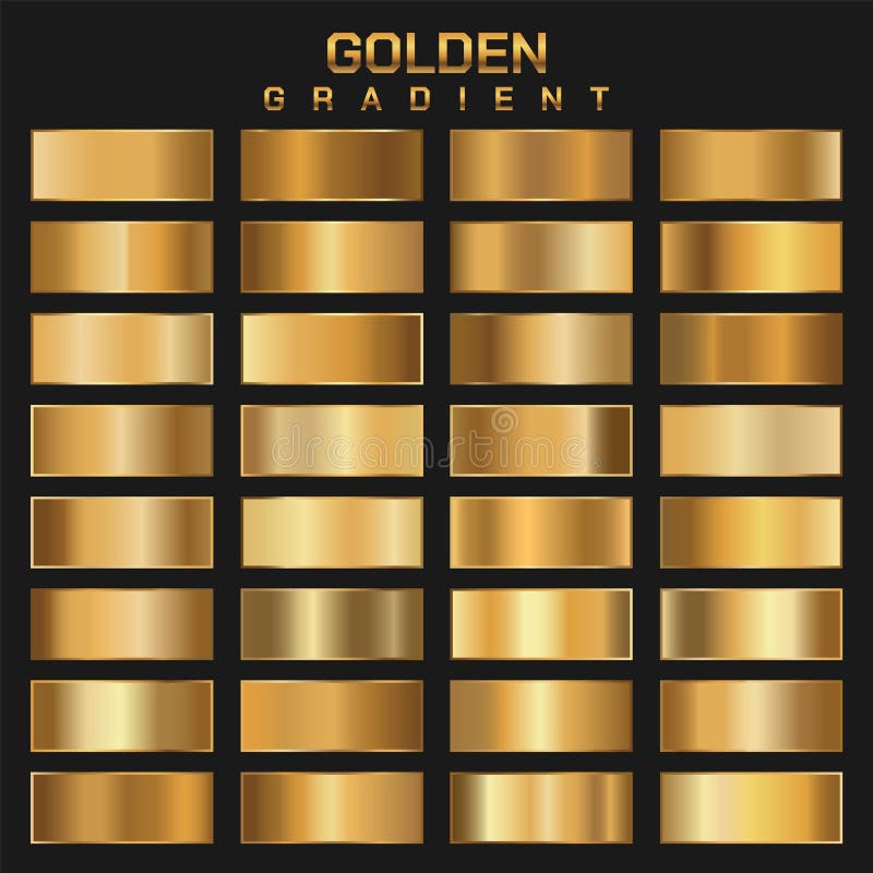 Collection of Golden Metallic Gradient. Brilliant Plates with Gold ...