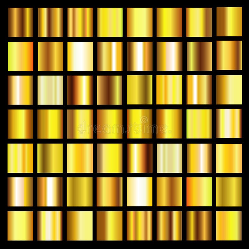 Collection of Golden Metallic Gradient. Vector Illustration Stock ...