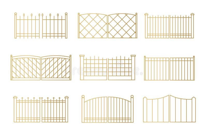 Collection of Golden Modern Gates Stock Vector - Illustration of ...